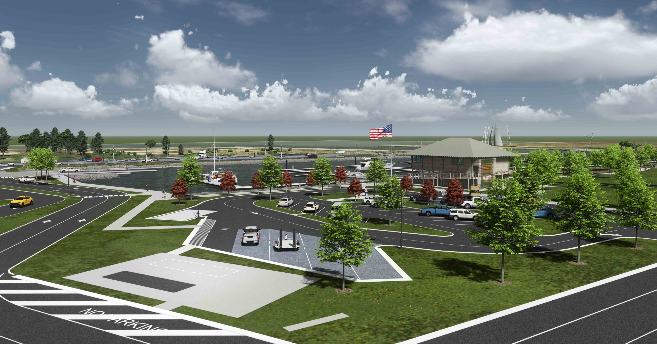 A modern marina in Bayou La Batre